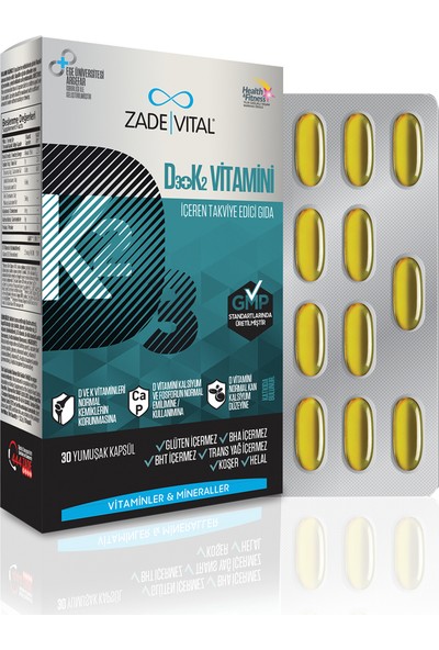 Zade Vital D3+K2 Vit Blister 30 Kapsül ZAD025488