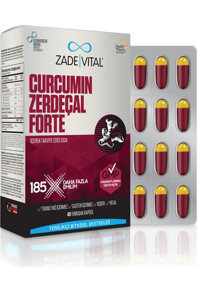 Zade Vital Curcumin Forte - Zerdeçal 1000 mg 40 Kapsül Zade Vital Curcumin Forte - Zerdeçal 1000 mg 40 Kapsül