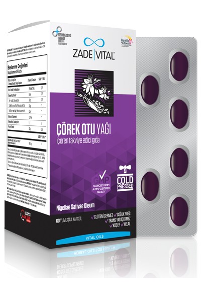 Zade Vital Çörek Otu Yağı 900 Mg 60 Kapsül