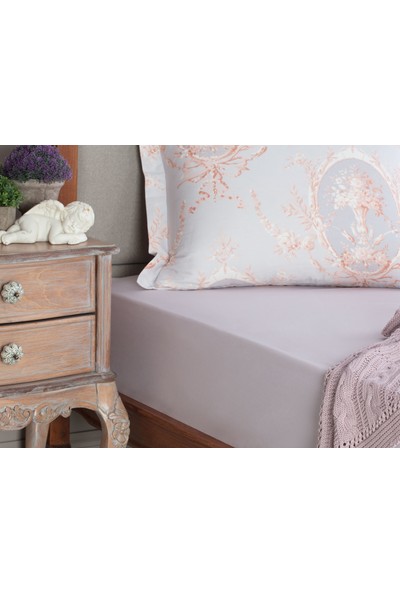 Madame Coco Manon Ranforce King Size Plus Lastikli Çarşaf - Açık Mürdüm Madame Coco Manon Ranforce King Size Plus Lastikli Çarşaf - Açık Mürdüm