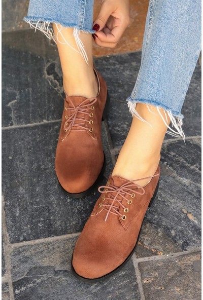 Mio Gusto Berta Taba Süet Oxford Ayakkabı Mio Gusto Berta Taba Süet Oxford Ayakkabı