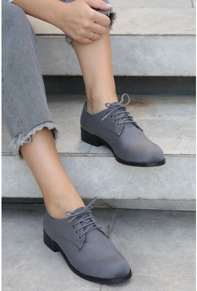 Mio Gusto Berta Gri Süet Oxford Ayakkabı Mio Gusto Berta Gri Süet Oxford Ayakkabı