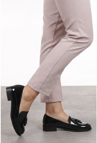 Mio Gusto Iris Siyah Rugan Oxford Ayakkabı