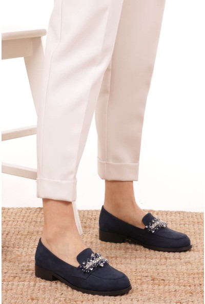 Mio Gusto Matilda Lacivert Süet Taşlı Oxford Ayakkabı Mio Gusto Matilda Lacivert Süet Taşlı Oxford Ayakkabı