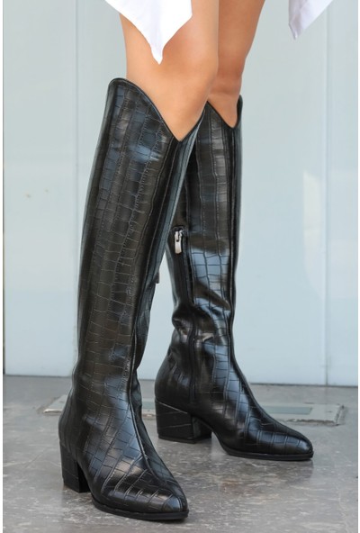 Mio Gusto Nola Siyah Krokodil Çizme