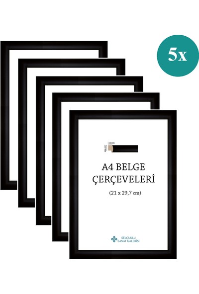 Selçuklu Sanat A4 Çerçeve 22 mm 21 x 29,7 cm 5'li Siyah