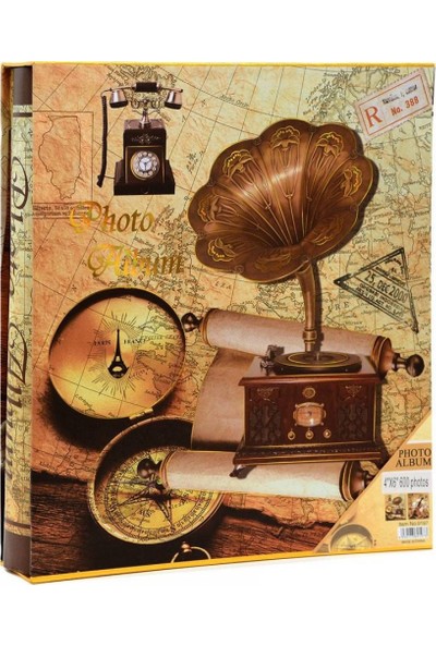 Nobbystar 600'LÜK 10X15 Gramafon Desenli Kutulu Fotoğraf Albümü