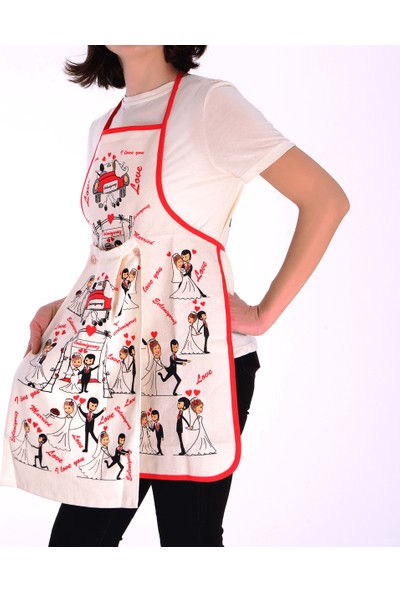 Tekstil Sepeti Evleniyoruz Temalı Havlulu Mutfak Önlüğü