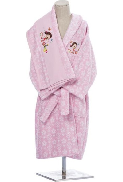 Özdilek Niloya Heart Lisanslı Havlu Bornoz Set Pembe 3/4 Yaş