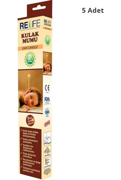 Relife 5 x Doğal Kulak Temizleme Mumu Çubuğu Vakumlu Ear Candle Relife 5 x Doğal Kulak Temizleme Mumu Çubuğu Vakumlu Ear Candle
