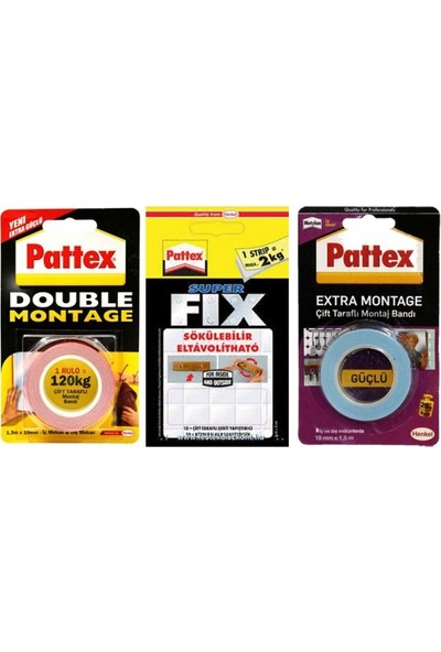 Pattex Çift Taraflı Yapıştırıcı Seti 3'lü - Double-Fix-Extra Pattex Çift Taraflı Yapıştırıcı Seti 3'lü - Double-Fix-Extra