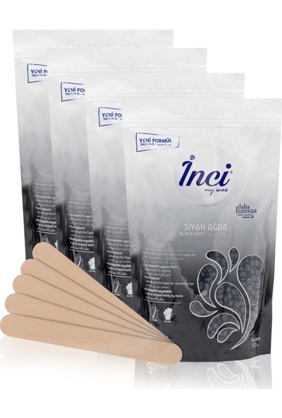 Dört Adet Siyah İnci Ağda - İnci Partikül Ağda - 800 gr Dört Adet Siyah İnci Ağda - İnci Partikül Ağda - 800 gr