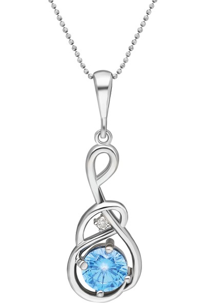 Chavin Topaz Sol Anahtarı 0.02 Crt. Pırlanta Gümüş Kolye EH44