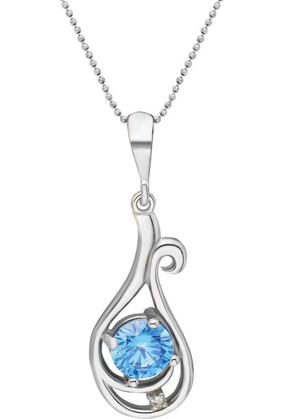 Chavin Topaz Taşlı Lale 0.02 Crt. Pırlanta Gümüş Kolye EH46