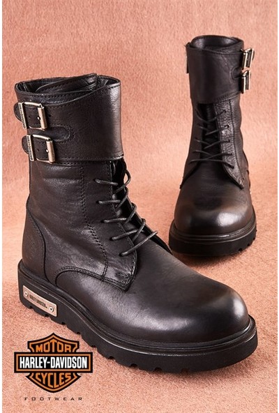 Harley Davidson Aden Black Deri Kadın Bot