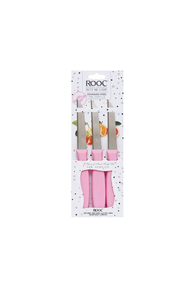 Rooc 3'lü Meyve Bıçağı Pembe Myv-03 Rooc 3'lü Meyve Bıçağı Pembe Myv-03