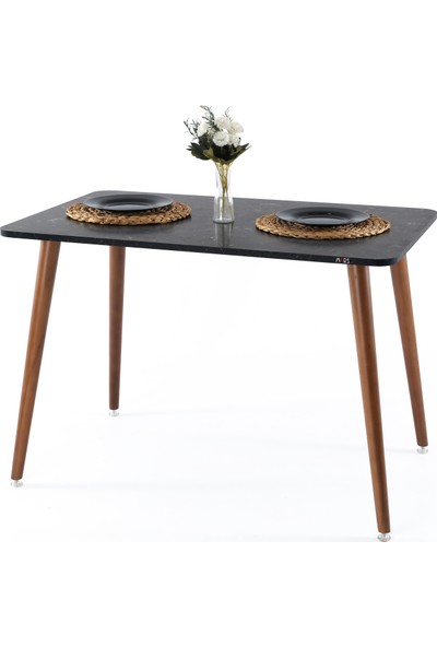 Mars Mobilya Mykonos Siyah Ahşap Ayaklı Mutfak Masası