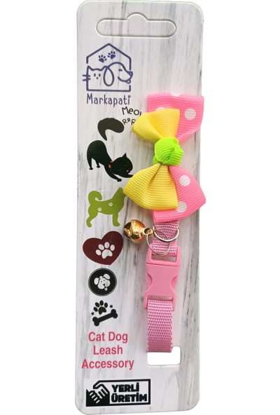 Marka Pati Papyonlu Kedi Boyun Tasması Pembe