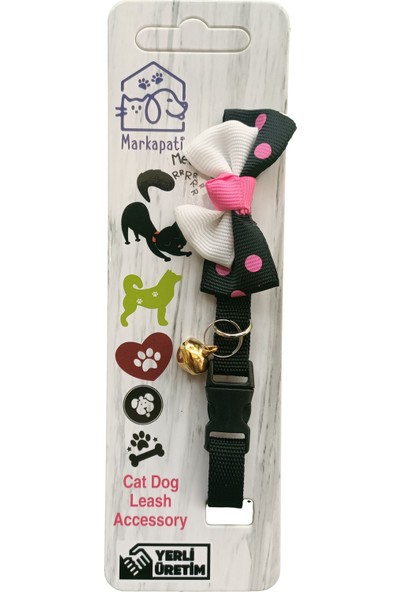 Marka Pati Papyonlu Kedi Boyun Tasması Siyah