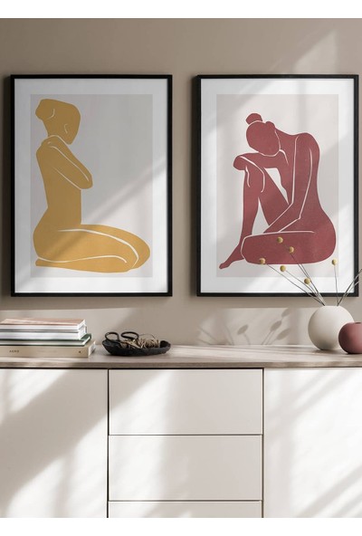 Shy Home Dekoratif 2 Parça Modern Çerçeveli Tablo Seti