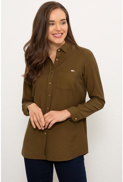 U.S. Polo Assn. Kadın Yesıl Gömlek Uzunkol 50225774-VR027