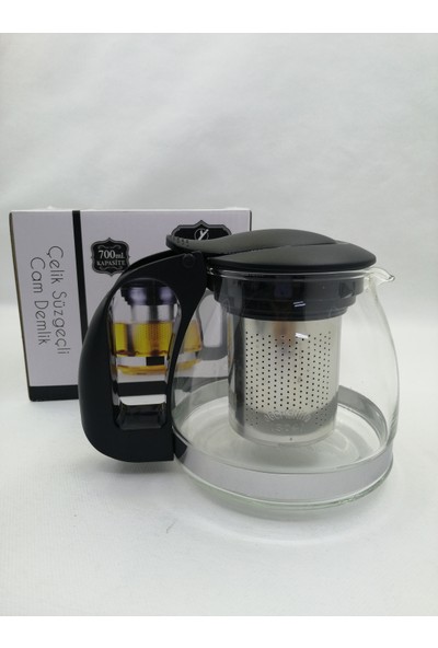 Yakut Çelik Süzgeçli Cam Demlik 900 ml.