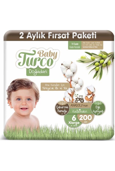 Baby Turco Doğadan 6 Numara Xlarge 200'lü Baby Turco Doğadan 6 Numara Xlarge 200'lü