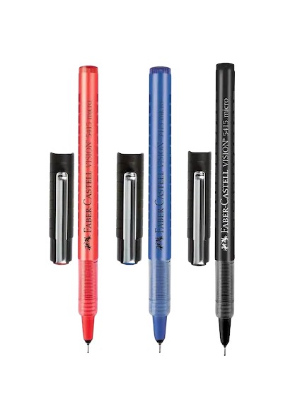 Faber-Castell Vision 5415 Mikro İğne Uçlu 3 Kalem 3 Renk Roller Mavi, Siyah, Kırmızı Faber-Castell Vision 5415 Mikro İğne Uçlu 3 Kalem 3 Renk Roller Mavi, Siyah, Kırmızı