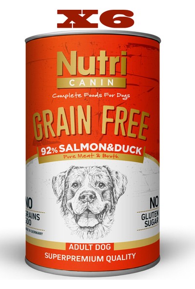 Nutri Canin Tahılsız Somon Ördek Eti & Tatlı Patatesli Köpek Konservesi 400 gr x 6 Adet Nutri Canin Tahılsız Somon Ördek Eti & Tatlı Patatesli Köpek Konservesi 400 gr x 6 Adet