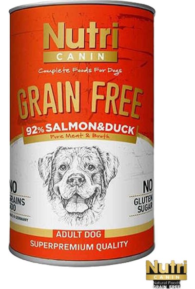 Nutri Canin Tahılsız Somon Ördek Eti &Tatlı Patatesli Köpek Konservesi 400 gr Nutri Canin Tahılsız Somon Ördek Eti &Tatlı Patatesli Köpek Konservesi 400 gr
