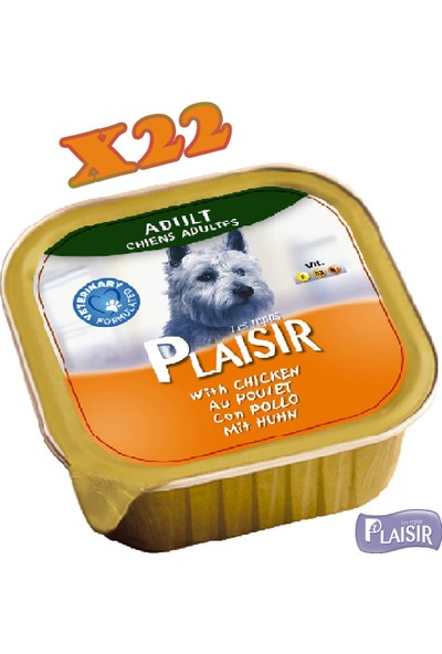 Plaisir Pate Tavuk Etli Yaş Köpek Maması 150 gr x 22 Adet Plaisir Pate Tavuk Etli Yaş Köpek Maması 150 gr x 22 Adet