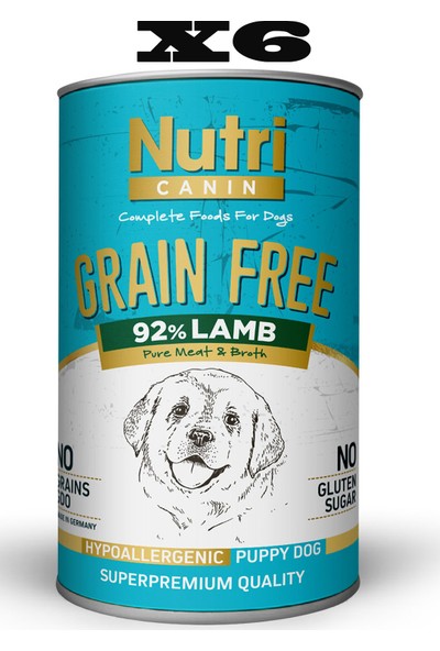 Nutri Canin Tahılsız Kuzu Etli & Tatlı Patatesli Yavru Köpek Konservesi 400 gr x 6 Adet