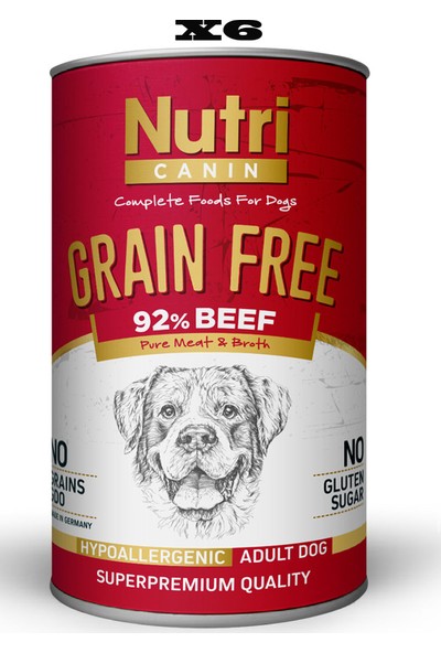 Nutri Canin Tahılsız Sığır Etli & Tatlı Patatesli Köpek Konservesi 400 gr x 6 Adet Nutri Canin Tahılsız Sığır Etli & Tatlı Patatesli Köpek Konservesi 400 gr x 6 Adet