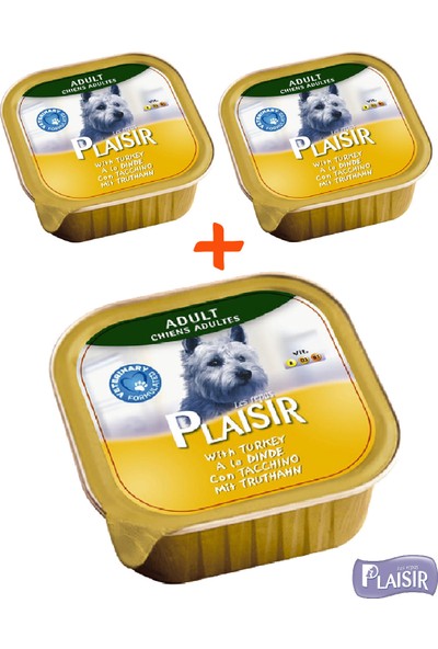Plaisir Pate Hindi Etli Yaş Köpek Maması 150 gr x 3 Adet