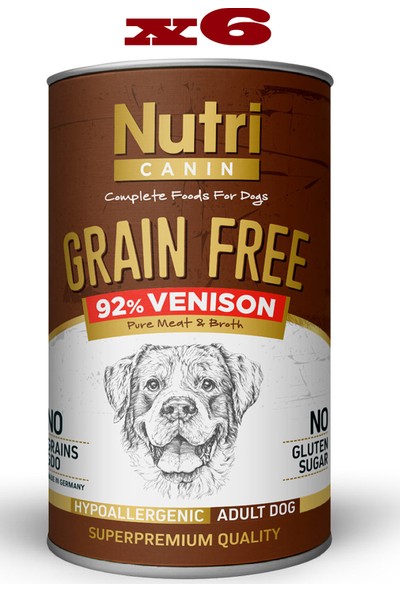 Nutri Canin Tahılsız Geyik Etli & Tatlı Patatesli Köpek Konservesi 400 gr x 6 Adet Nutri Canin Tahılsız Geyik Etli & Tatlı Patatesli Köpek Konservesi 400 gr x 6 Adet