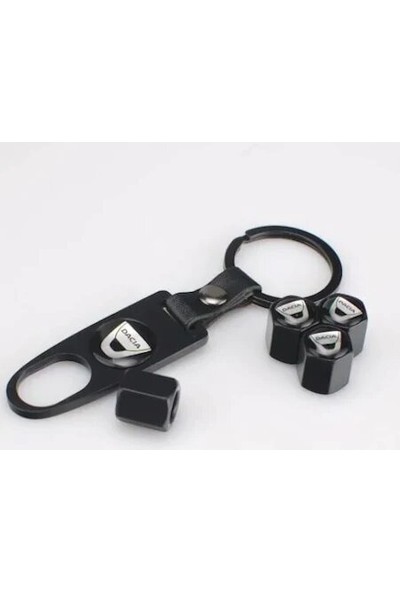Asefay Metal Dacia Oto Lastik Metal Sibop Kapağı ve Anahtarlık Seti