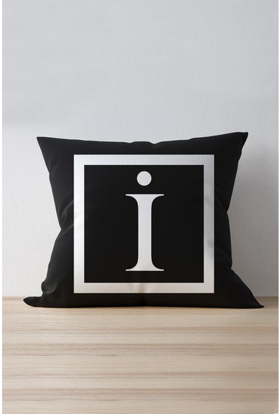 Cango Home Harfli Kırlent Yastık Kılıfı - I Harfi - 43X43 cm Cango Home Harfli Kırlent Yastık Kılıfı - I Harfi - 43X43 cm