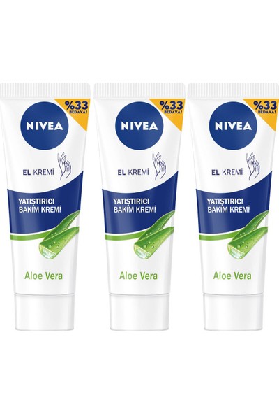 Nivea Aloe Vera Yatıştırıcı Bakım El Kremi 100 ml X3