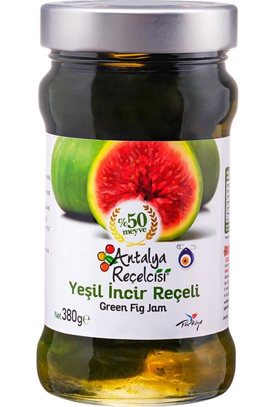 Antalya Reçelcisi Yeşil İncir Reçeli %50 Meyve Klasik Seri 380 Gr Antalya Reçelcisi Yeşil İncir Reçeli %50 Meyve Klasik Seri 380 Gr
