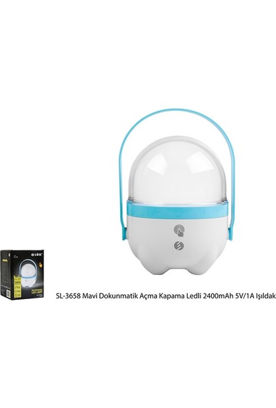 S-Link SL-3658 Mavi Dokunmatik Açma Kapama Ledli 2400 Ah 5V-1A 1+30 Ledli Işıldak