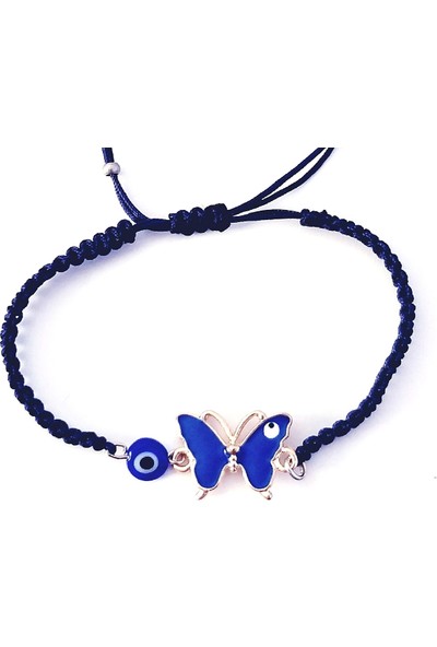 Funny Takı Lacivert Kelebek Nazar Boncuklu Makrome Bileklik Funny Takı Lacivert Kelebek Nazar Boncuklu Makrome Bileklik