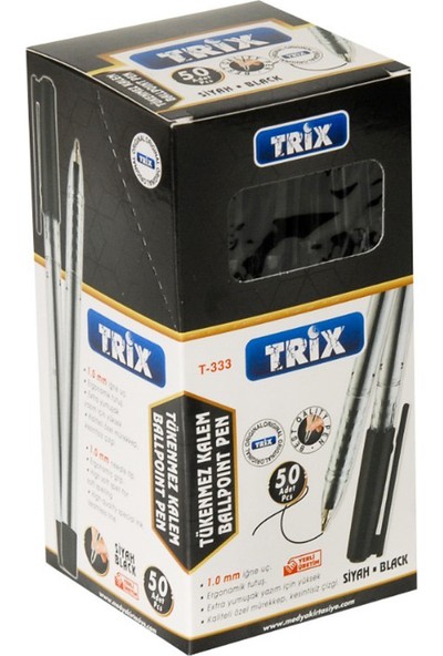 Tri̇x Siyah Tükenmez Kalem Ofis 50 Adet Tri̇x Siyah Tükenmez Kalem Ofis 50 Adet