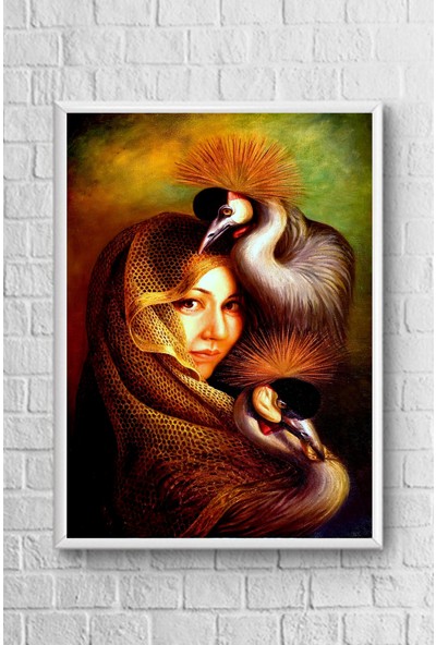 Giyense Dekoratif Beyaz Çerçeveli Duvar Tablosu