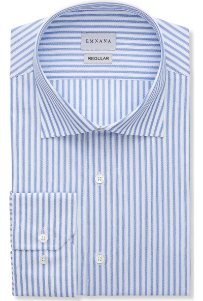 Emnana Mavi Çizgili Regular Fit Gömlek