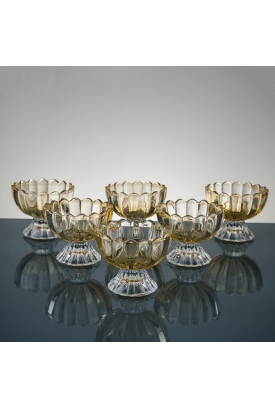 Ucuzcuyuz Avm 6 Adet Bal Renk Lüx Kristal Şekerlik-Çerezlik-Lokumluk