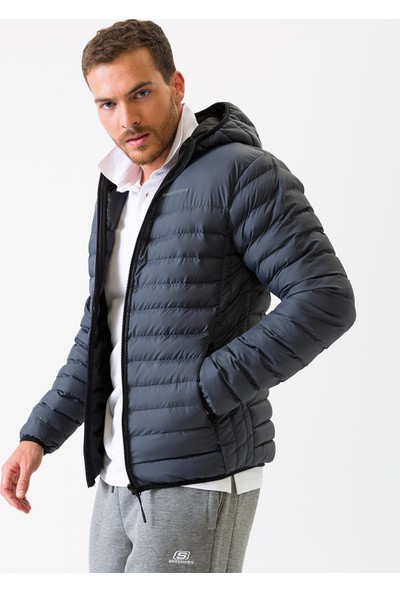 Skechers M Filled Hood Jacket Erkek Gri Mont - S192056-003