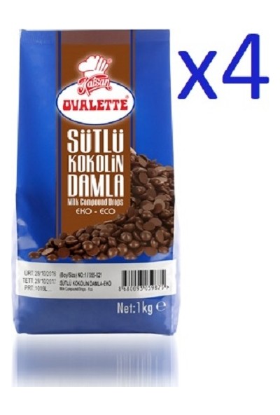 Ovalette Sütlü Kokolin Eko Damla Çikolata 1 kg x 4'lü Ovalette Sütlü Kokolin Eko Damla Çikolata 1 kg x 4'lü