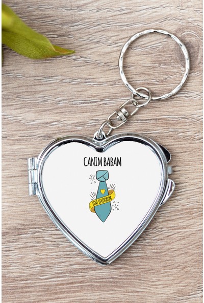 Hediye Dükkanı Babalar Günü Hediyesi Kalp Makyaj Aynası ve Anahtarlık Hediye Dükkanı Babalar Günü Hediyesi Kalp Makyaj Aynası ve Anahtarlık