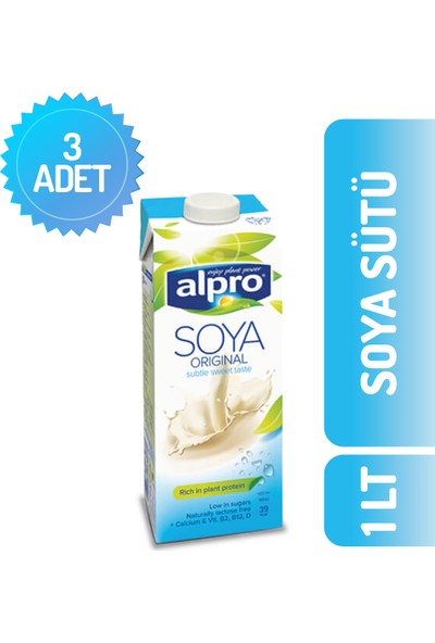 Alpro Soya Sütü 1 lt x 3'lü