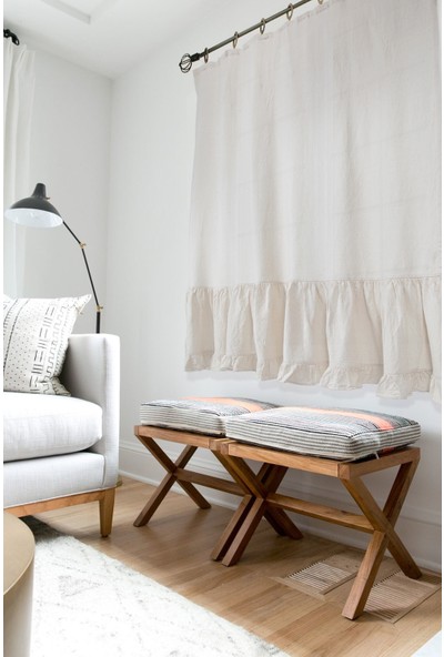 Bedinn Naturel Perde Kornişli Pileli Vintage 150x185 cm